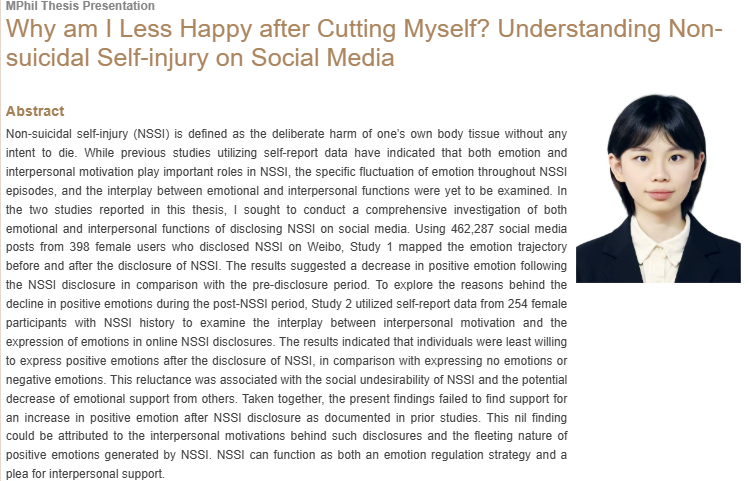 Why am I Less Happy after Cutting Myself? Understanding Non-suicidal ...